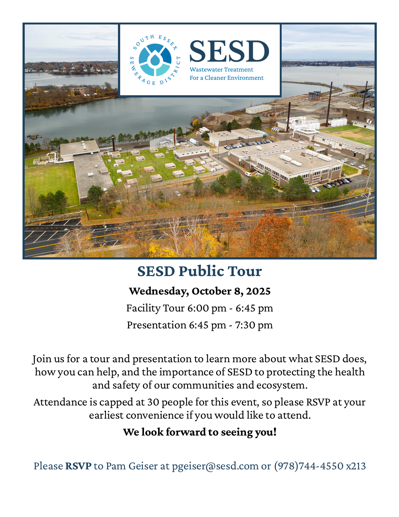 Fall 2025 Public Tour Scheduled at SESD - South Essex Sewerage District